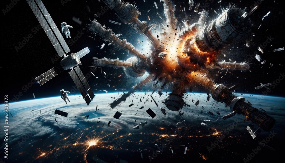 Amidst the vast expanse of the cosmos, a fiery chaos erupts as a ...