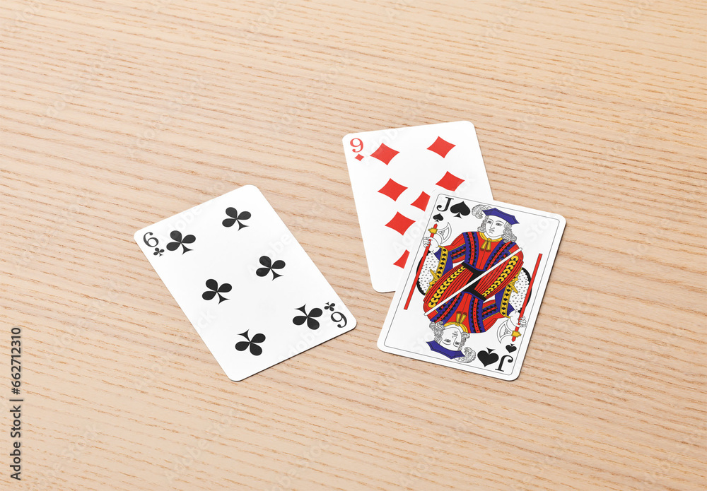 Mockup of three customizable playing cards thrown down Stock Template ...