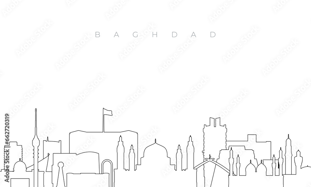 Outline Baghdad skyline. Trendy template with Baghdad buildings and ...