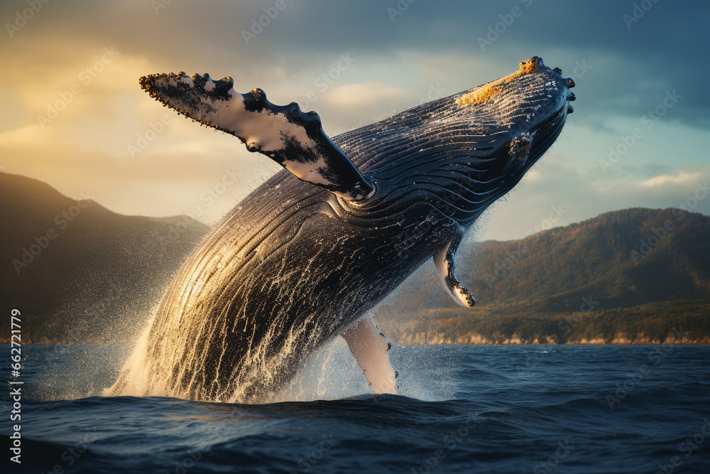 Majestic moment when a colossal blue whale breaches the ocean's surface ...