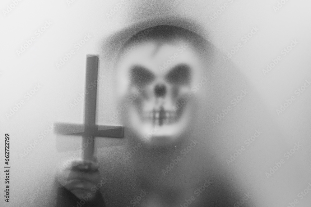 Bangkok, Thailand - August, 20, 2023 : Shadow blur of horror man in ...