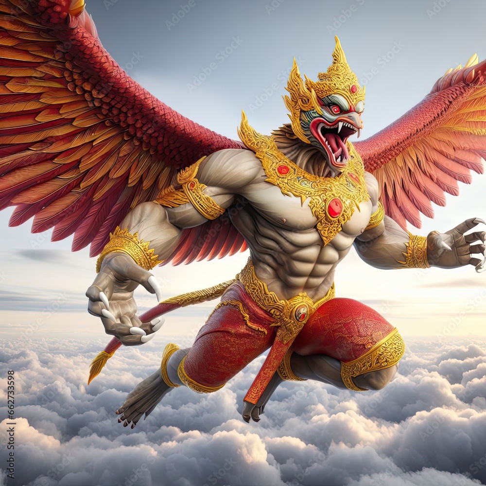 Garuda has the body of a person, the back of a bird and has wings. A ...