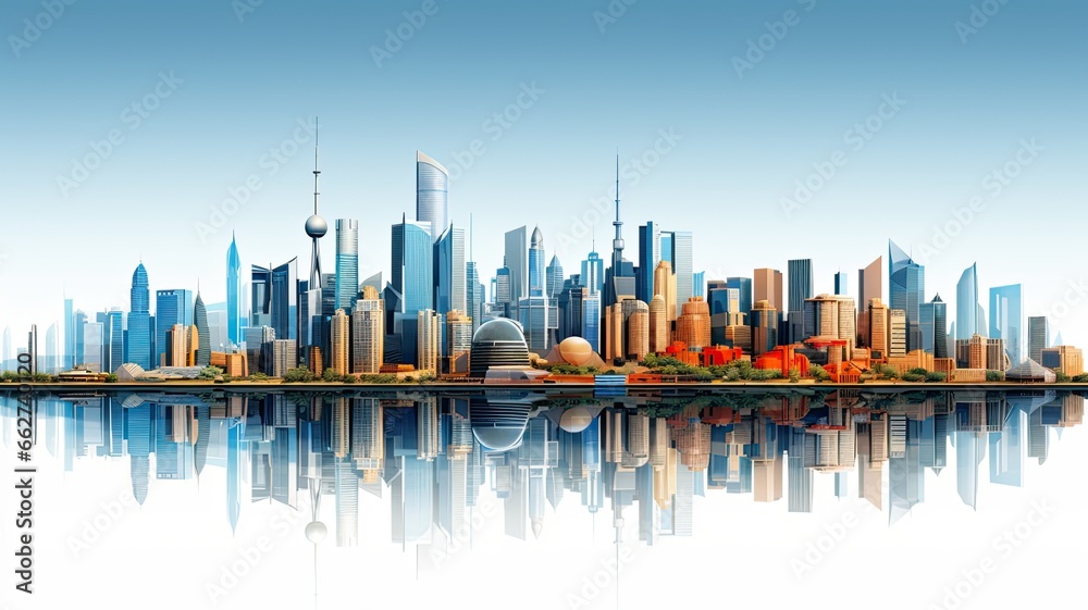 Visualize the impressive architectural beauty of a city's skyline ...