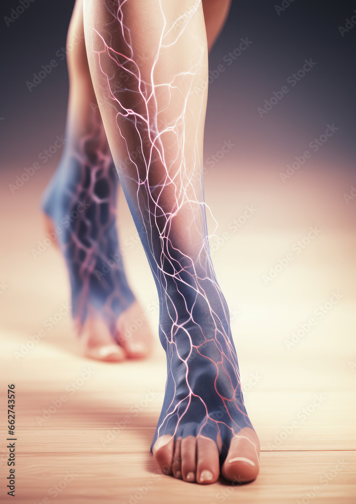 human legs with varicose veins, diseased vessels, phlebology, pathology ...
