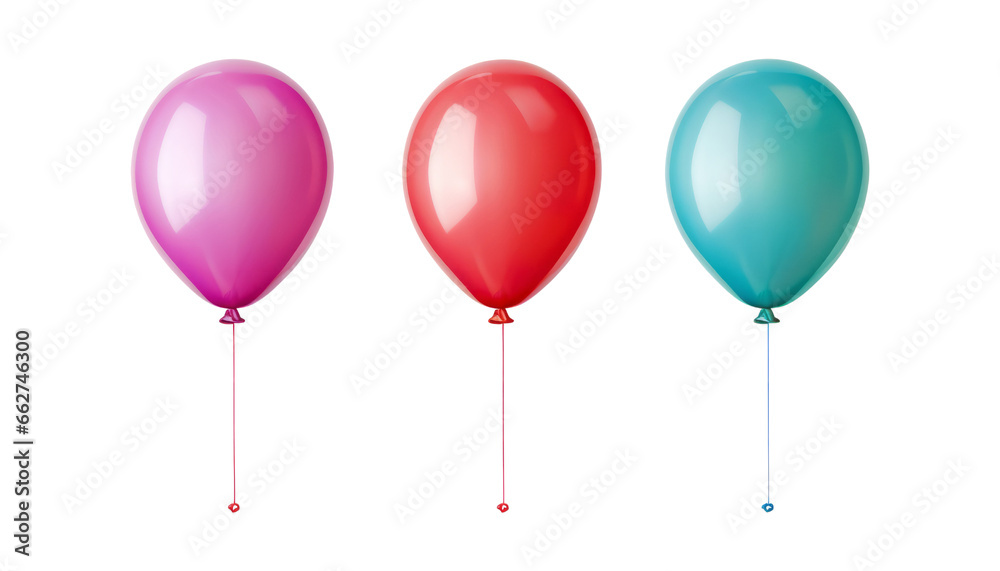 pink red blue balloons isolated on transparent background cutout Stock ...