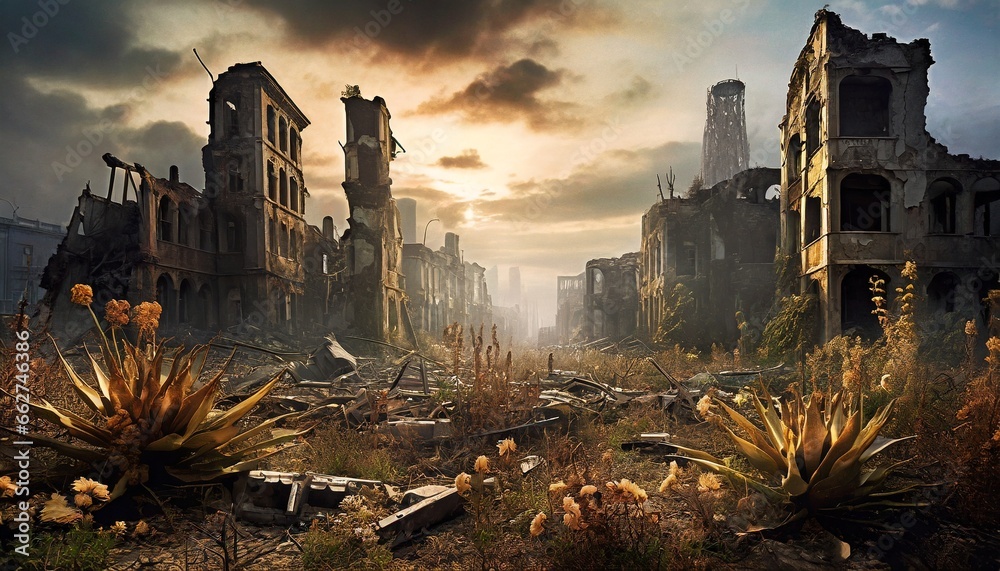 Ruined city,Plants, dead and death; the abstraction of the apocalypse ...