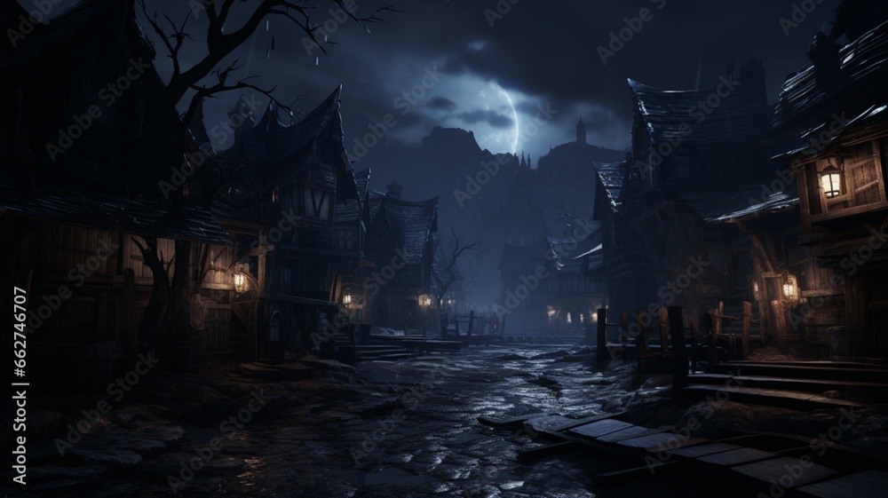 Good night village full mood nature wallpaper picture Ai generated art ...