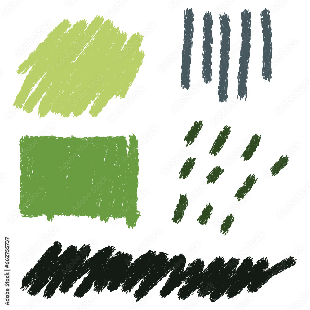A set of hand paint shapes and stains, natural color palette, blue ...
