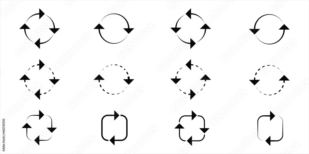 Circle arrows set. rotation icon sets. circle arrows rotating sets. Refresh, reload, recycle ...