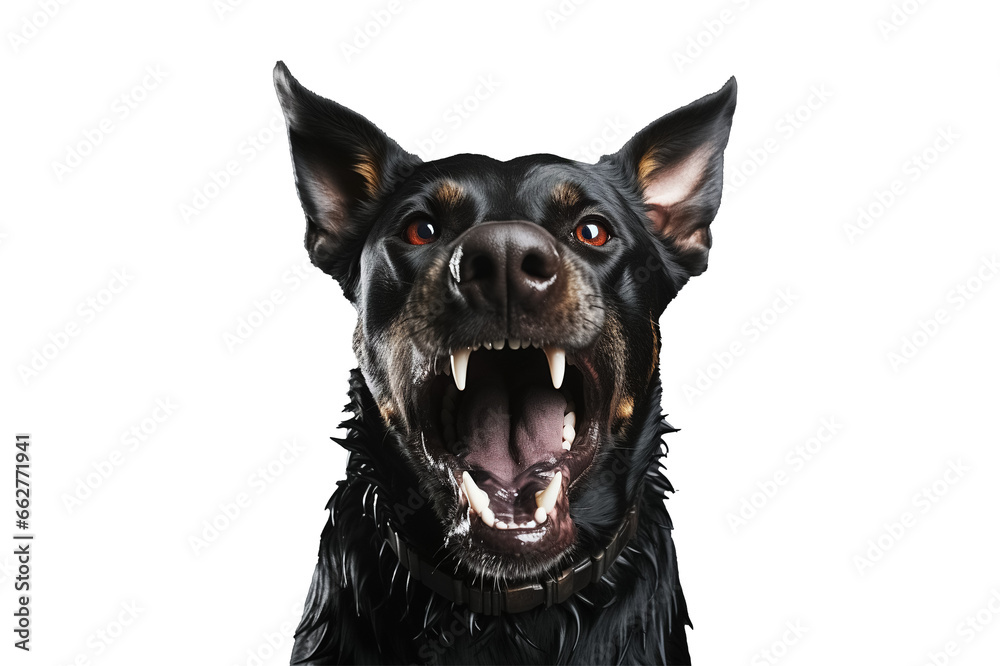 Portrait of angry doberman dog isolated on transparent background ...