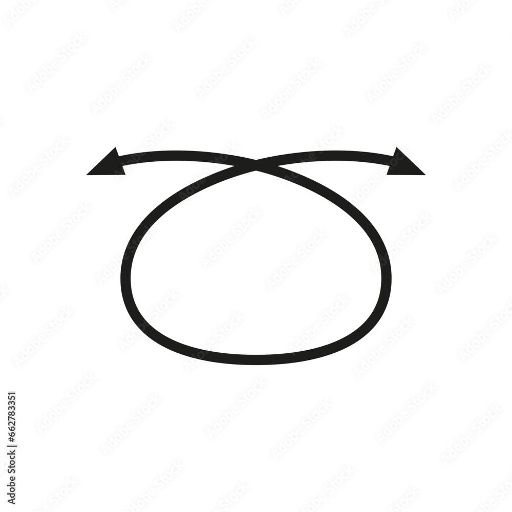 Curved thin double ended arrow. Dual arrow. Loop shape with frame. Hand ...