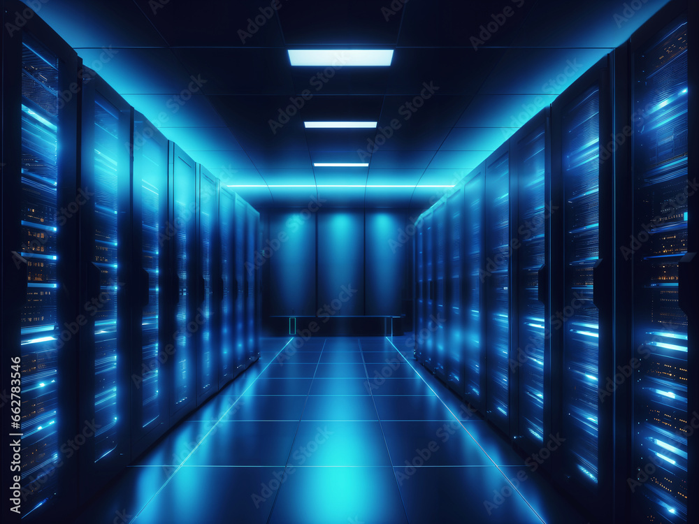 Server racks in data center. Modern server room for cloud computing ...