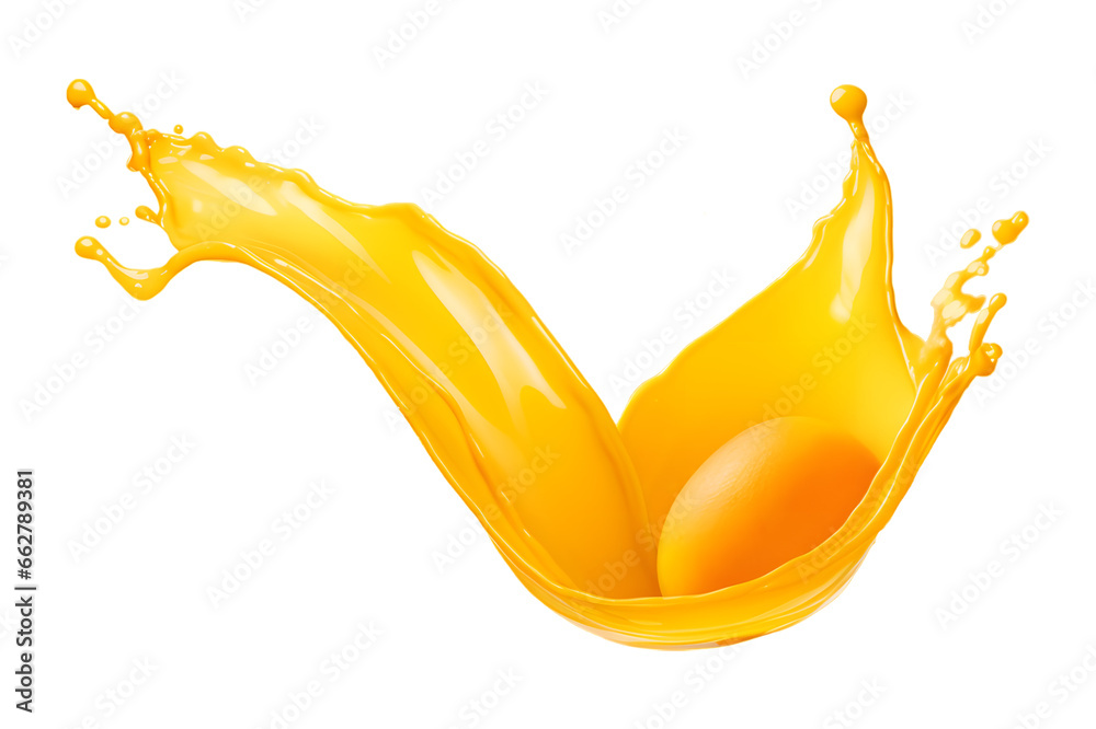 mango juice splash isolated in a transparent background, mango juice ...