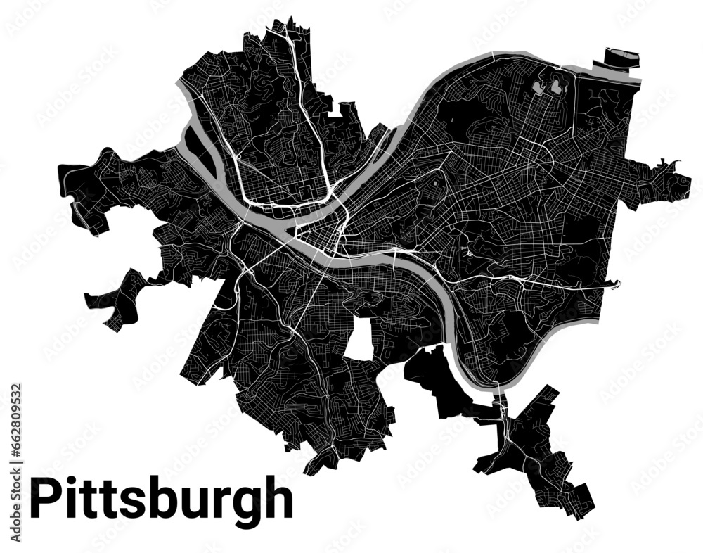 Pittsburgh city map, Pennsylvania, United States. Municipal ...