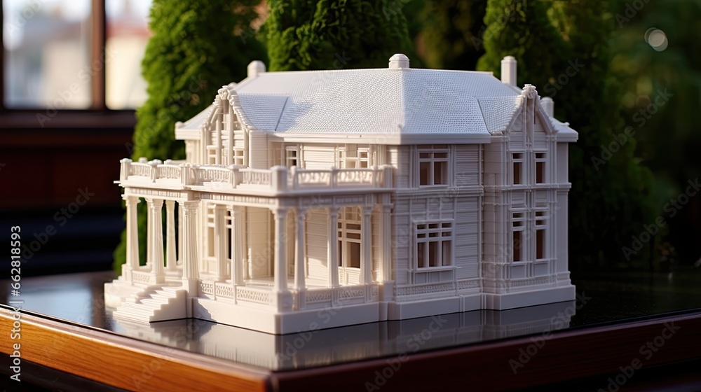Model of the house printed on a 3D printer with white filament by FDM ...