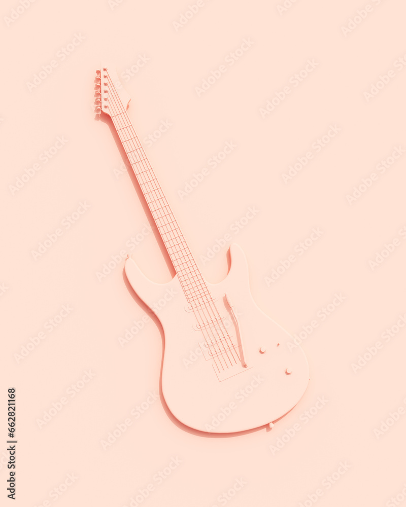 Rose pink electric guitar musical instruments equipment flat lay ...