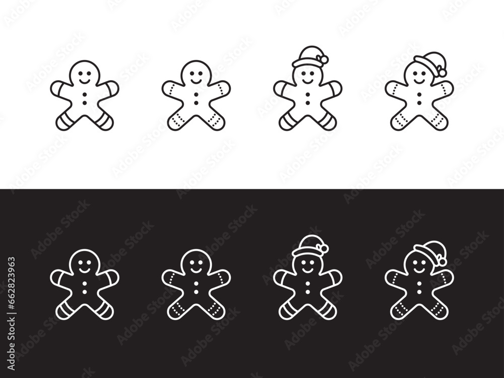Gingerbread icons. Gingerbread on white and black background. Vector ...