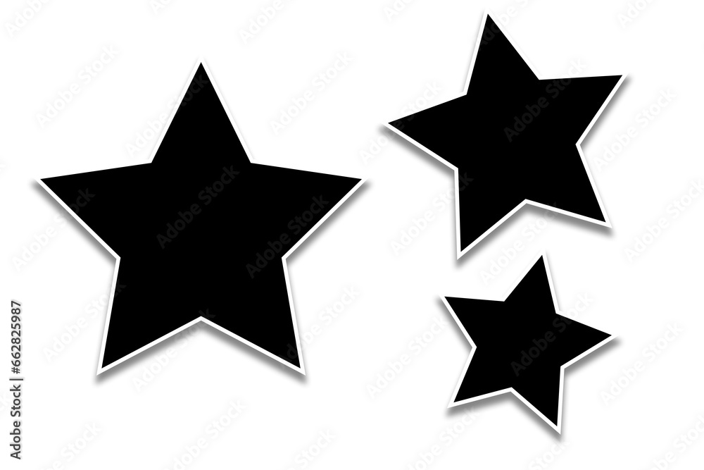 3 Blank star shape photo frames template in a random simple layout ...