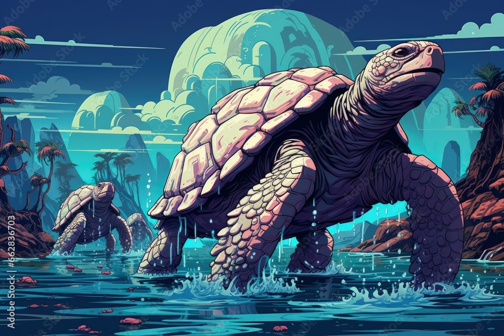 Ancient sea turtles, carrying entire ecosystems on their colossal ...