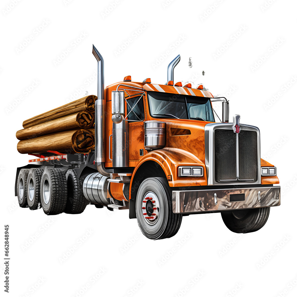 ภาพประกอบสต็อก Log truck on transparent background PNG. Forestry ...
