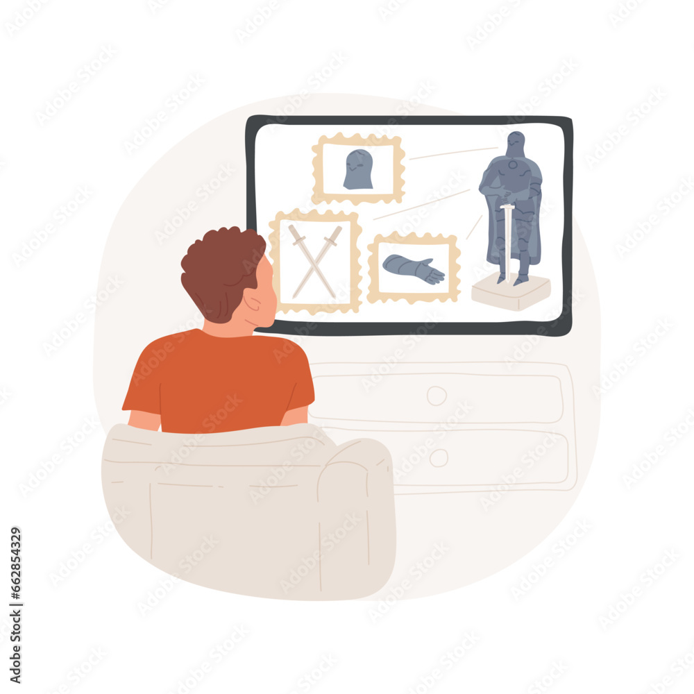 Documentary isolated cartoon vector illustration. Man watching ...