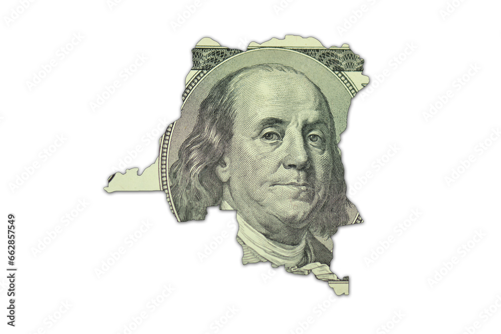 map of democratic republic of the congo on a american dollar money ...