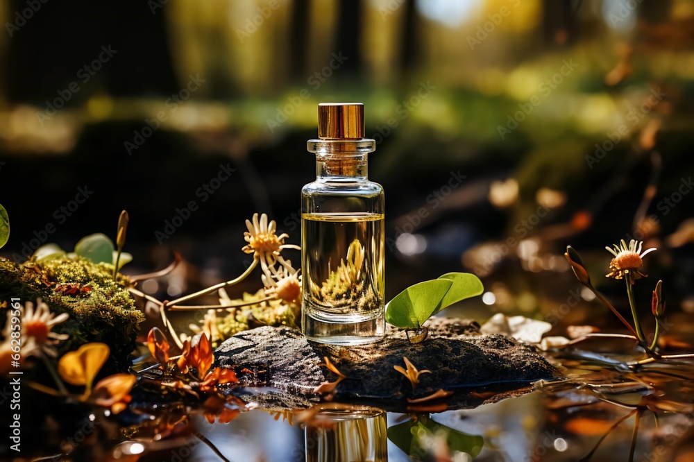 Flacon de parfums neutre sans marque dans la nature avec bouchon de ...