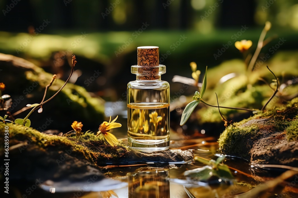 Flacon de parfums neutre sans marque dans la nature avec bouchon de ...