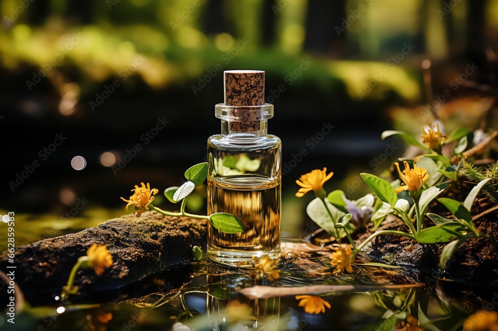 Flacon de parfums neutre sans marque dans la nature avec bouchon de ...