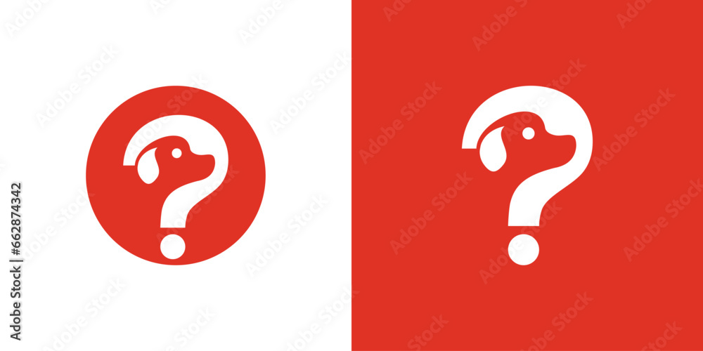 dog question logo design with negative space style with dog inside it ...