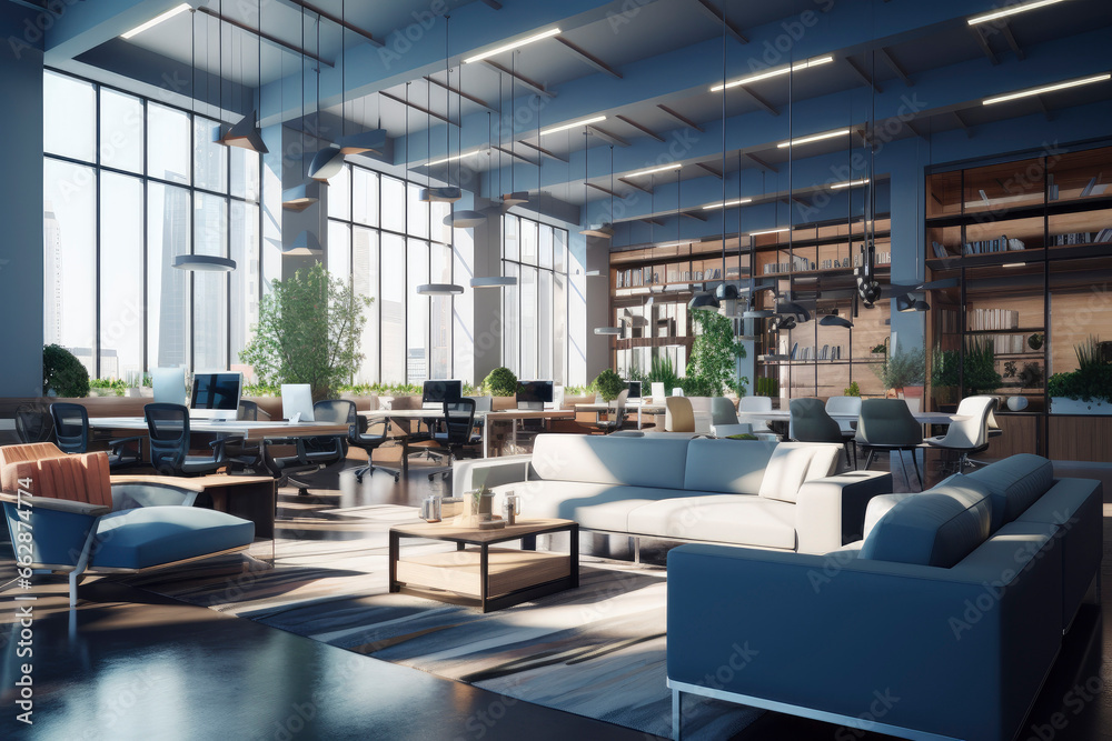 Modern spacious coworking space. Modern office with comfortable ...