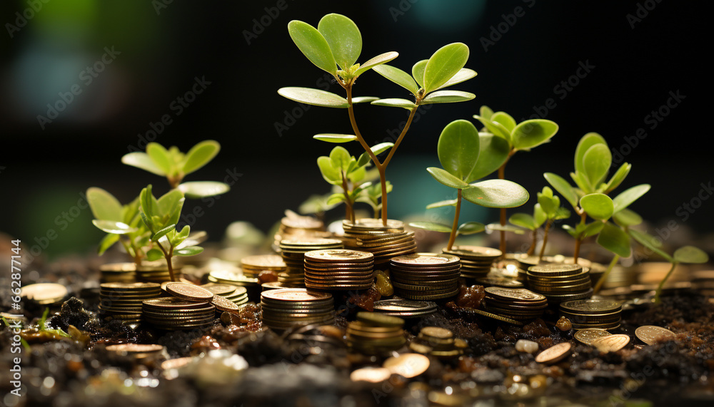 Green leaf grows wealth, banking on nature prosperous money tree ...