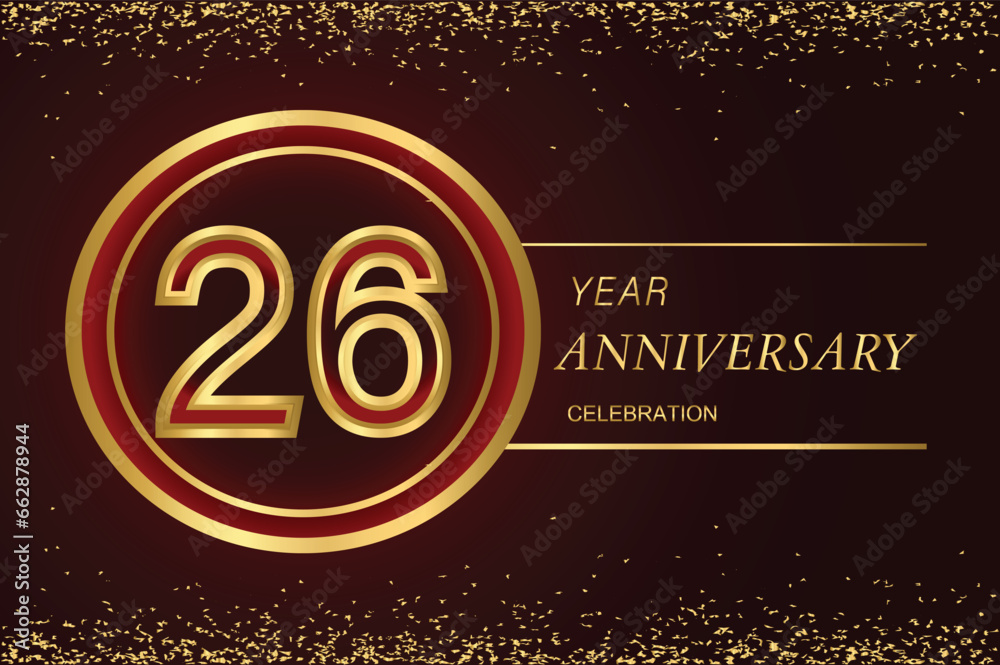 26th anniversary logo with gold double line style decorated with ...