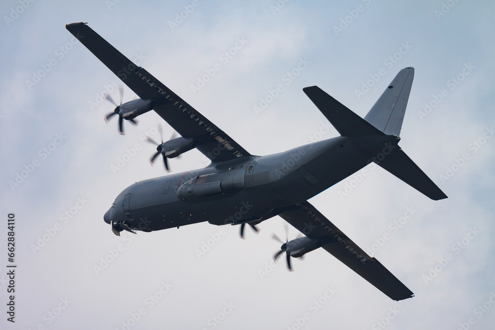 Untitled military transport plane at air base. Airport and airfield ...