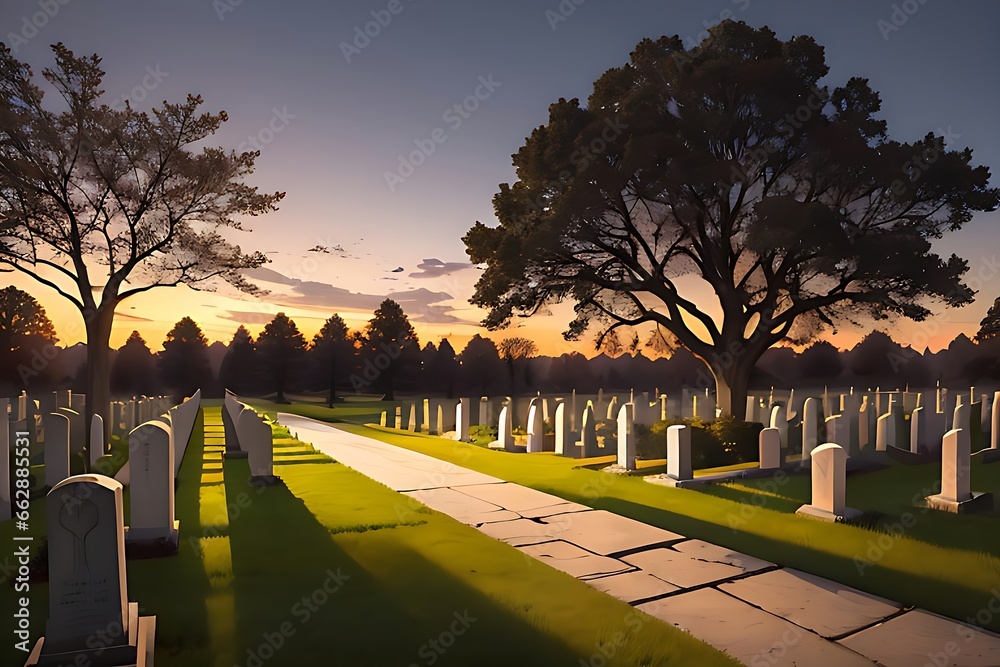Experience the calmness of "Eternal Peace" as it portrays a cemetery at ...