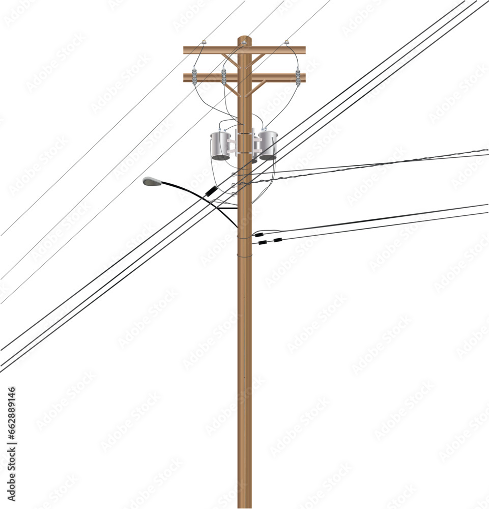Isolated electric pole.Electricity pole with wire.Lines on a power pole ...