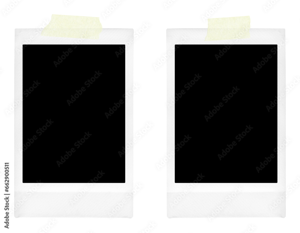 polaroid photo frame templates with tape strips on transparent ...