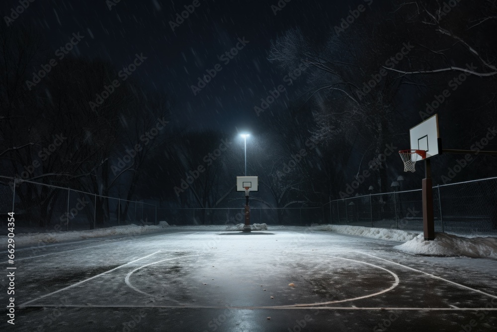 Clean Basketball court outdoor winter. Score street. Generate Ai Stock ...
