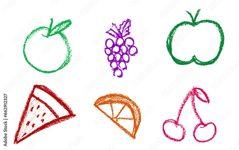Fruits Crayon Drawing Stock Illustration | Adobe Stock
