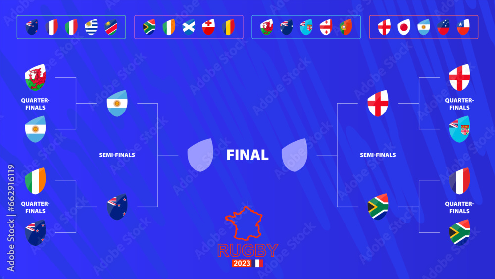 Rugby tournament bracket with flags of Semi-final participants. Rugby ...
