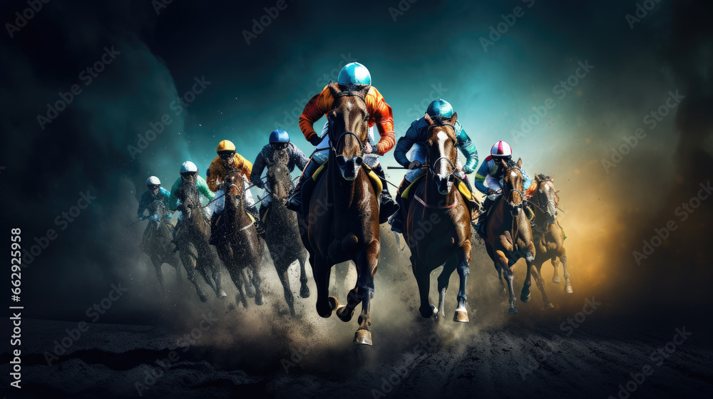 Equestrian Thunder: Dynamic Display of a Group of Racing Horses in Full ...