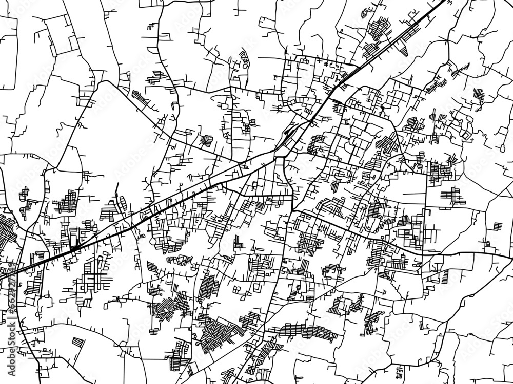 Vector road map of the city of Jember in Indonesia with black roads on ...