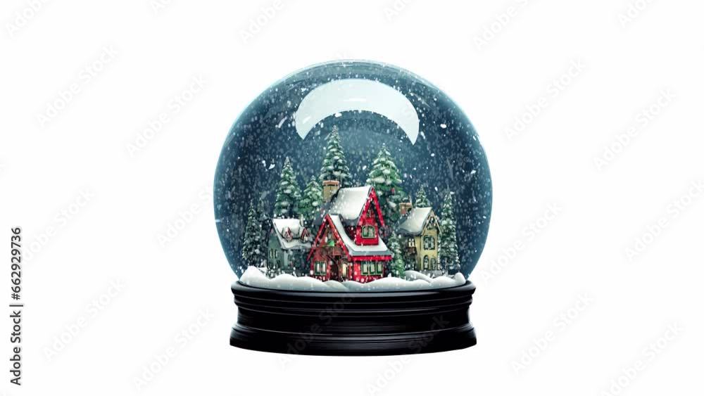Crystal ball, snowball with snowy Christmas tree and house inside ...