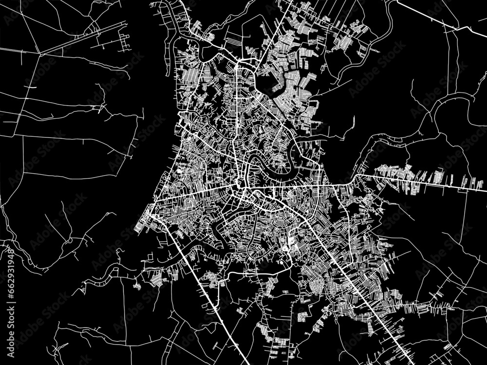 Vector road map of the city of Banjarmasin in Indonesia with white ...
