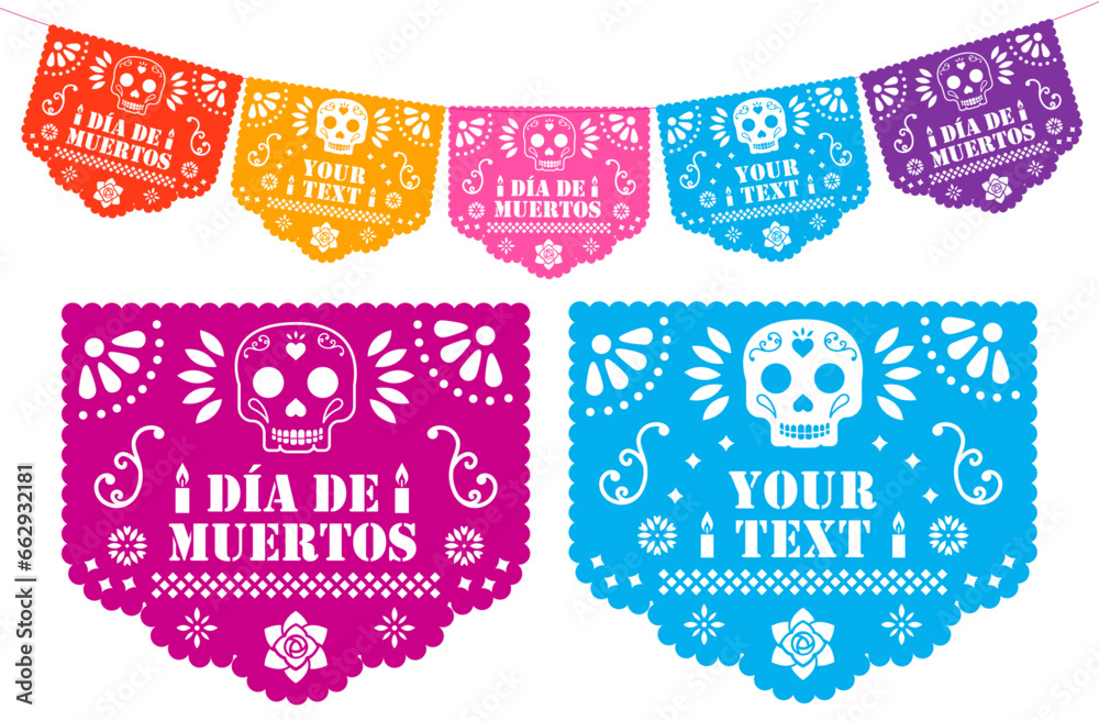 Fotografía Papel picado para el día de muertos con una tira para ...