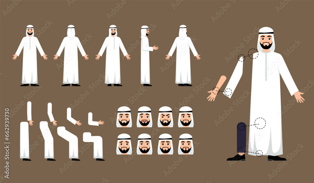Arab Male Character For Animation. Man In Traditional Arabic Clothing ...