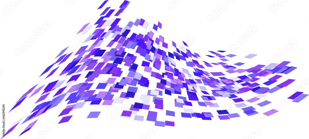 Scattered square particles ornament. Mosaic flight wind. Windy ...