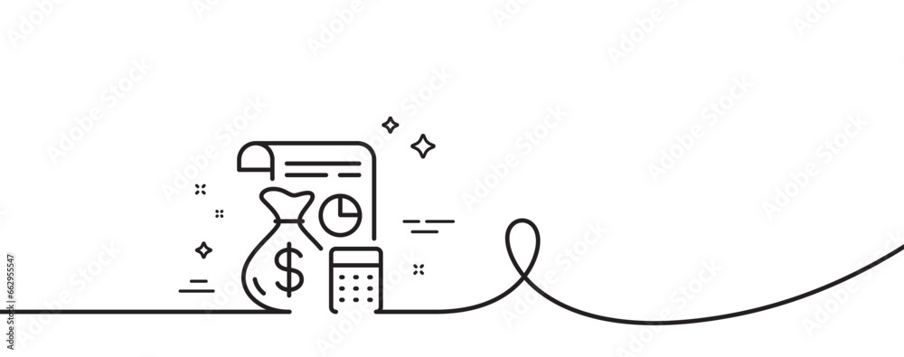 Accounting line icon. Continuous one line with curl. Finance management ...