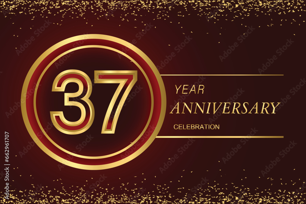 37th anniversary logo with gold double line style decorated with ...