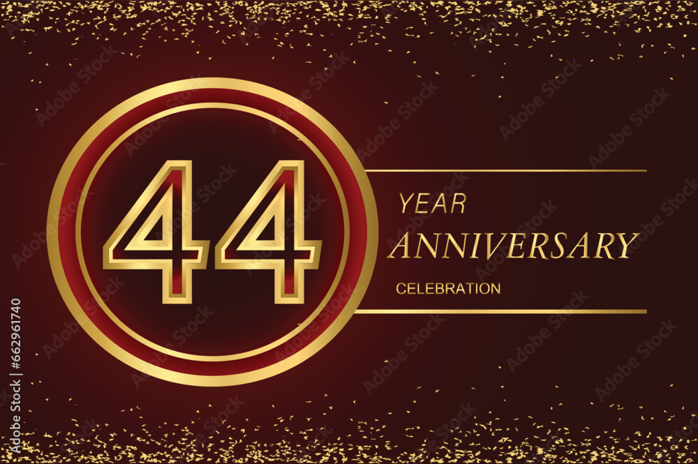 44th anniversary logo with gold double line style decorated with ...